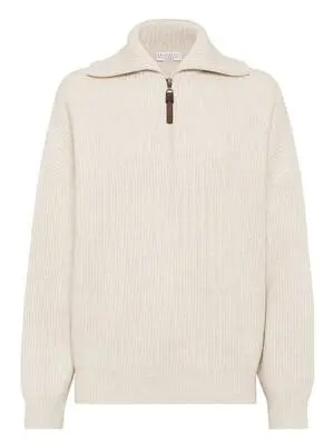 Brunello Cucinelli Cashmere English Rib Sweater - Pearl