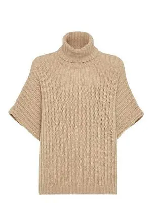 Brunello Cucinelli Cashmere Poncho-style Sweater - Biscuit