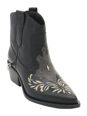 STIVALI NEW YORK Joy Western Ankle Booties - Black/off White