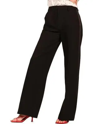 ISAAC MIZRAHI NEW YORK Ponte Tuxedo Pants - Black