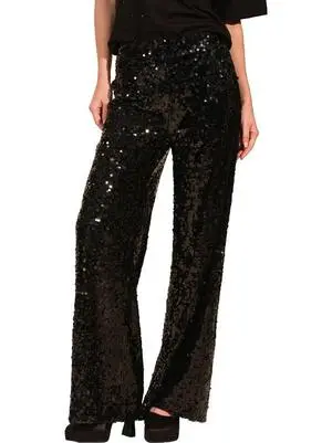 ISAAC MIZRAHI NEW YORK Sequin Wide Leg Pants