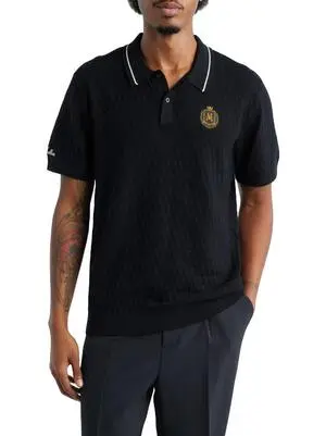 MALBON Crest Embroidered Polo - Black