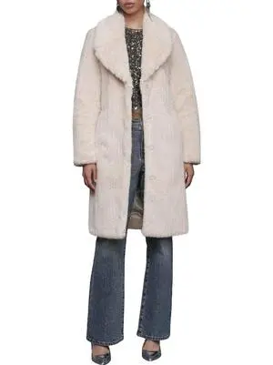 Avec Les Filles Faux Fur Belted Coat - Ivory
