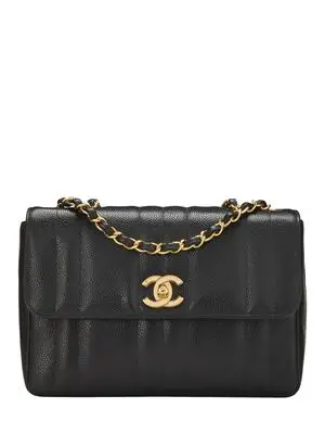 Chanel Caviar Vertical Flap Bag - Black