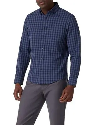 Mizzen+main City Flannel Trim Fit Plaid Button-down Shirt - Navy Hayes Gingham