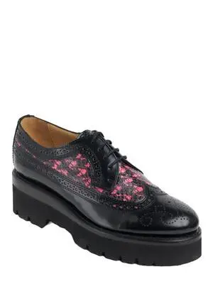 The Office Of Angela Scott Miss Lucy Wingtip Platform Derby - Black/pink Snake