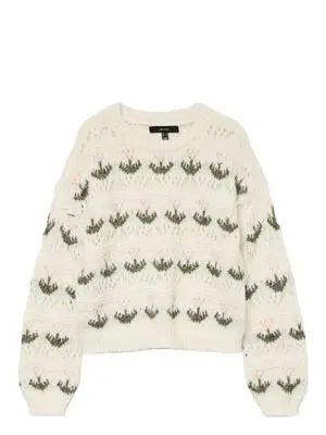 Vero Moda Embroidered Pointelle Sweater - Birch Detail W Pink