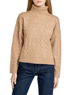 WAYF Cable Knit Turtleneck Sweater