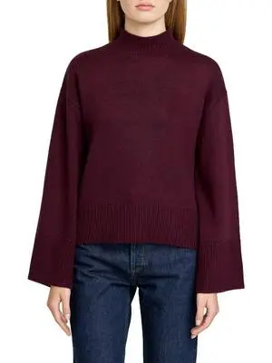 WAYF Mock Neck Boxy Sweater - Raisin