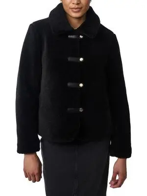 Bernardo Faux Shearling Short Coat - Black
