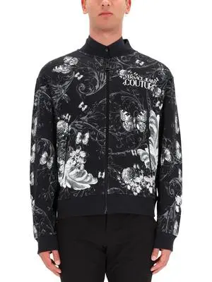 Versace Cotton Fleece Bomber Jacket - Black