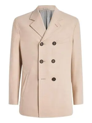 Eleventy Wool Double-breasted Pea Coat - Beige