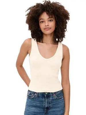 PERFECTWHITETEE Structured Rib V-neck Tank - Sugar