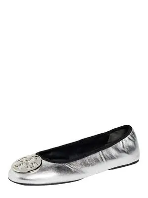 Tory Burch Reva Travel Ballet Flats Silver