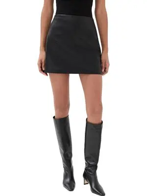 LE BOP Faux Leather Mini Skirt - Black