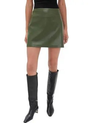LE BOP Faux Leather Mini Skirt - Dark Green
