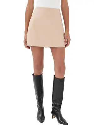 LE BOP Faux Leather Mini Skirt - Sand