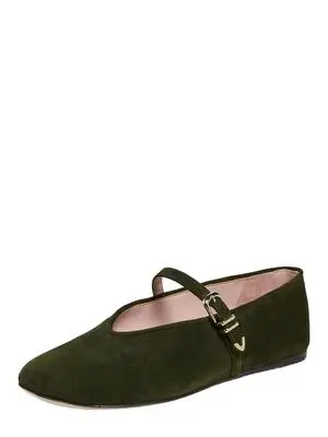 FAVORITE DAUGHTER Margot Mary Jane Flats - Moss Green