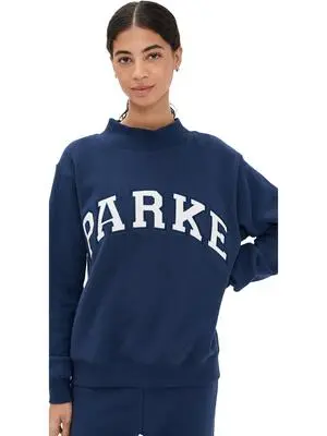PARKE Varsity Mock Neck Sweatshirt Denim