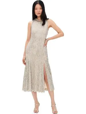 Cinq À Sept Izara Sequined Midi Dress - Silver