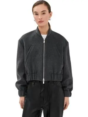 Another Tomorrow Wool Bomber Jacket - Light Grey Melange