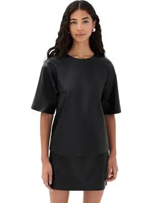 LE BOP Caroline Faux Leather Tee - Black