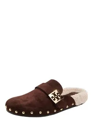 Tory Burch Mellow Stud Shearling Mules - Dark Cocoa/taupe