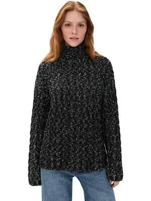 ATM ANTHONY THOMAS MELILLO Wool-Cotton Blend Cable Knit Turtleneck