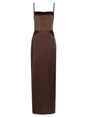 REFORMATION Frankie Silk Maxi Dress - Brown