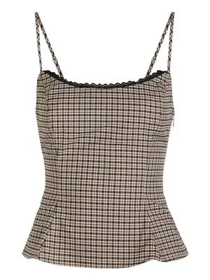 REFORMATION Genevieve Plaid Woven Top Multicoloured