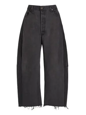 B Sides Lasso Relaxed Barrel-leg Jeans - Black