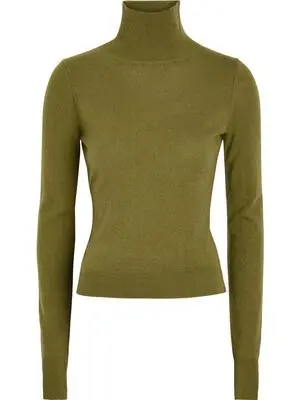 REFORMATION Jett Cashmere Turtleneck Top - Green