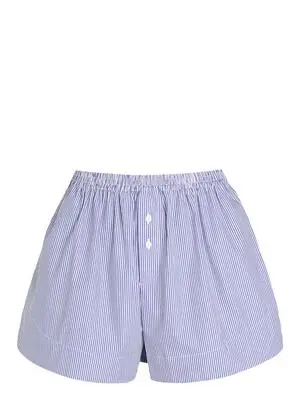 Faithfull The Brand Ionia Striped Cotton Shorts - Blue