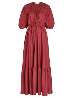Faithfull The Brand Sigrid Drawstring Maxi Dress - Dark Pink