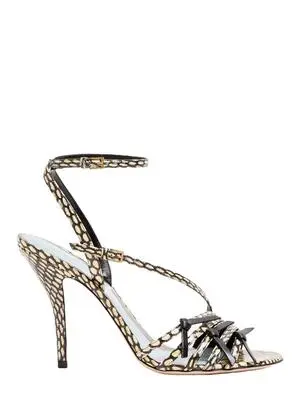 Valentino Garavani Nodine Elaphe 100mm Sandal - Ivory/black