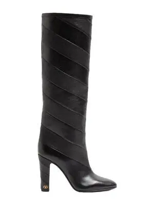 Valentino Garavani Rayons Nappa Boot With Chevron Pattern - Black
