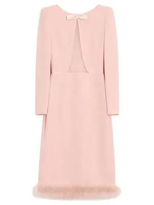 Valentino Garavani Cady Couture Midi Dress With Feathers - Rose