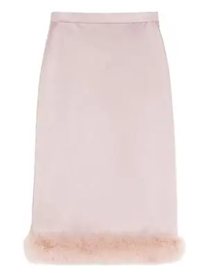 VALENTINO Satin Skirt With Feather Boa