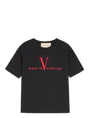 Valentino Garavani Cotton T-shirt With Made In Print - Black/red