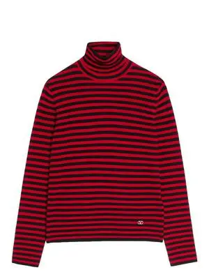 Valentino Garavani High-neck Wool Jumper With Vlogo - Red/black