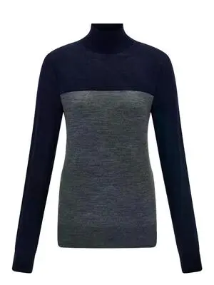 FERRAGAMO Colour-block High-neck Sweater - Blue