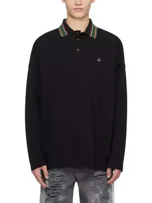 VIVIENNE WESTWOOD Orb Long-sleeve Polo Shirt - Black
