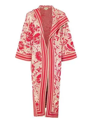 TEMPERLEY LONDON Francis Floral-pattern Striped Knit Cape - Neutrals