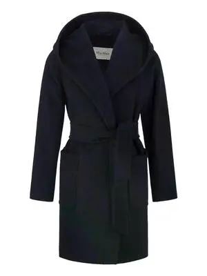 Max Mara Rialto Hooded Belted Coat - Blue