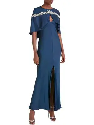 TEMPERLEY LONDON Vine Cape Embellished Gown - Blue