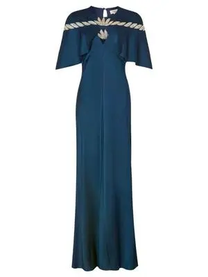 TEMPERLEY LONDON Cape-overlay Maxi Dress - Blue