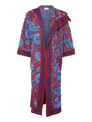 TEMPERLEY LONDON Francis Floral Knit Cape - Blue