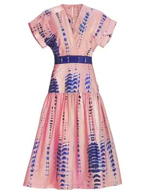 Silvia Tcherassi Metaponto V-neck Midi Dress - Pink