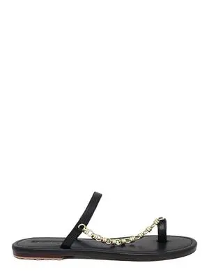 Mystique Chain-detail Leather Sandals - Black