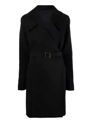 Rick Owens Belted Cotton Midi Coat - Black